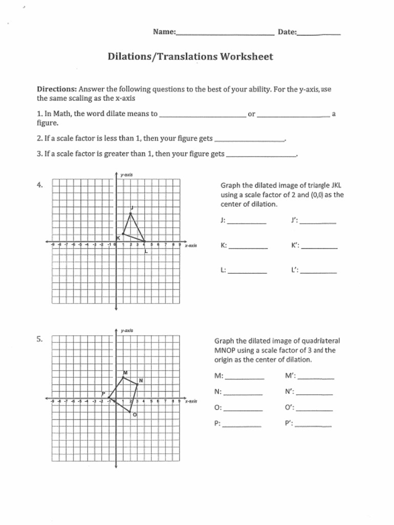 Dilations Packet | PDF