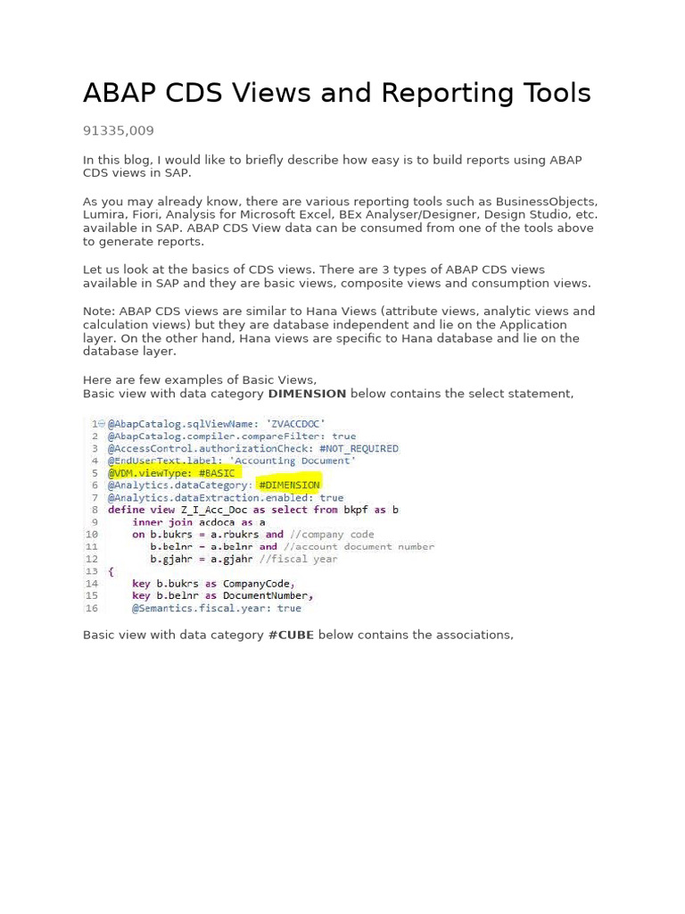 ABAP CDS Views and Reporting Tools | PDF