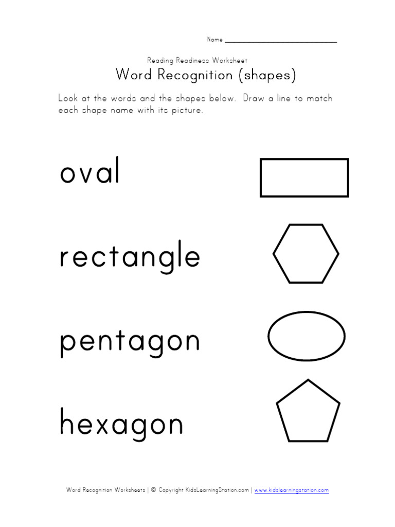 Word Recognition Worksheet Shapes2 | PDF