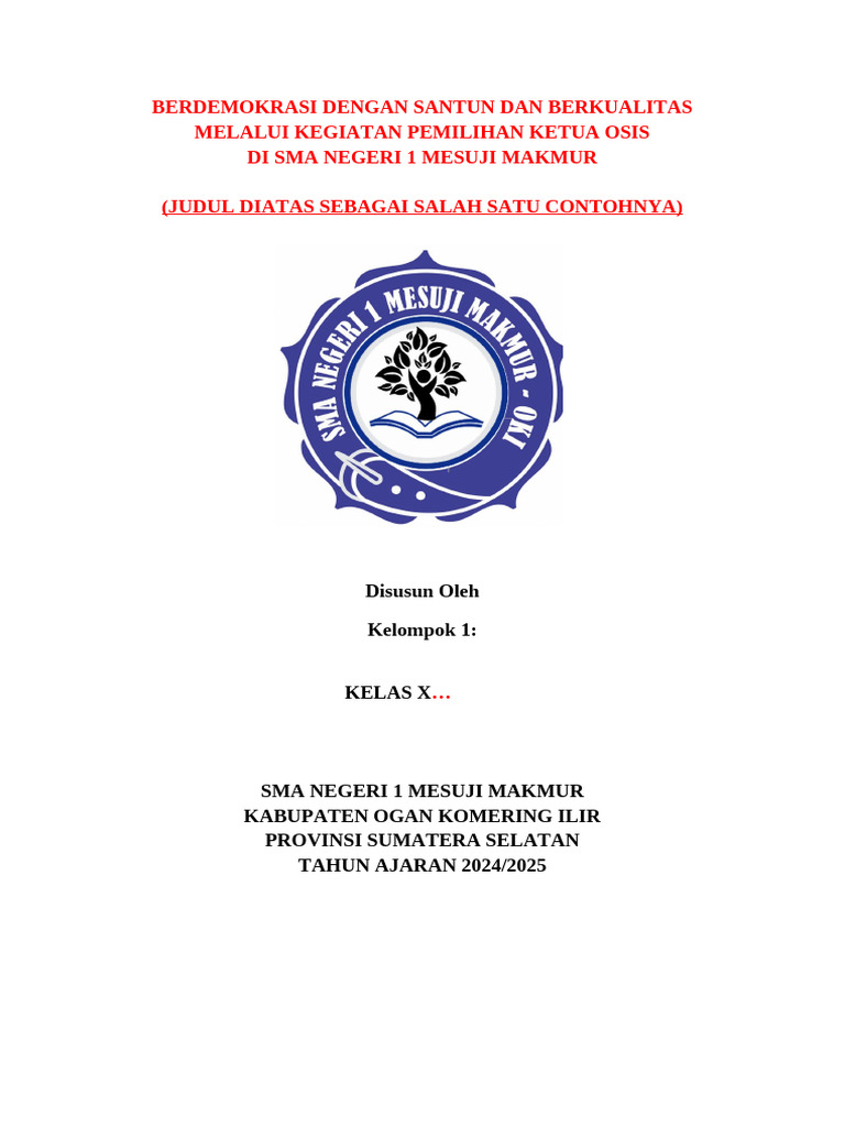 Format Kti P5 Kelas X 2024 | PDF