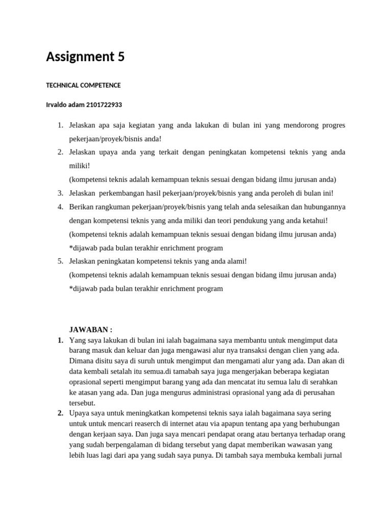 ASSIGNMENT BULAN 5-TC-IN | PDF