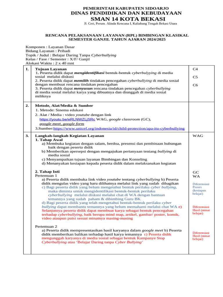 Contoh RPL Diferensiasi | PDF | Interpersonal Conflict | Social Science