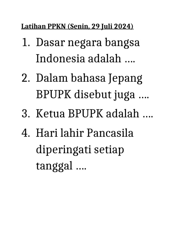 Latihan PPKn 1 | PDF