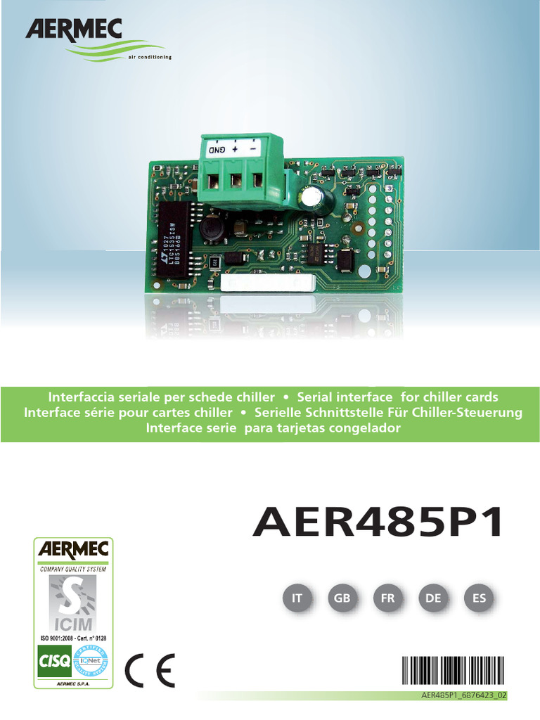 Aermec AER485P1 Accessory Manual Eng | PDF | Electrostatic Discharge | Computer Data