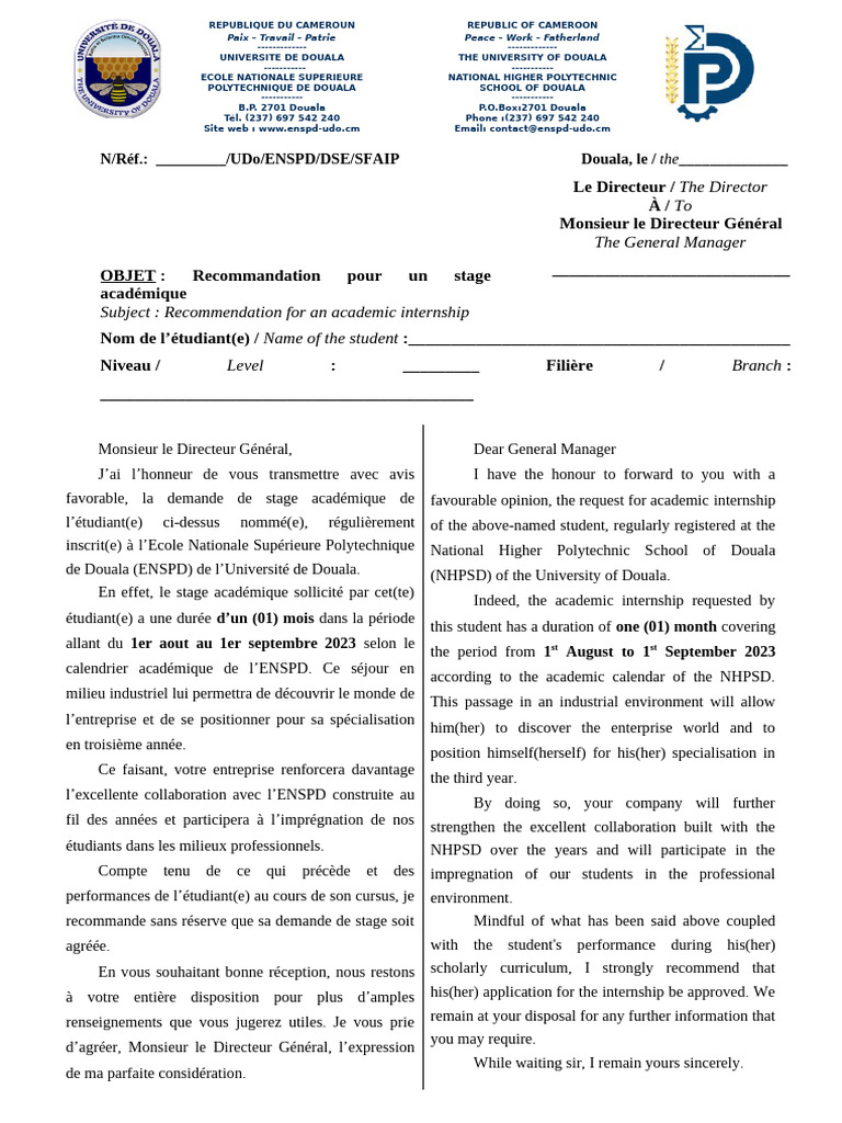 Modèle Lettre de Recommandation (Niveaux 1 Et 2) - 061959 | PDF