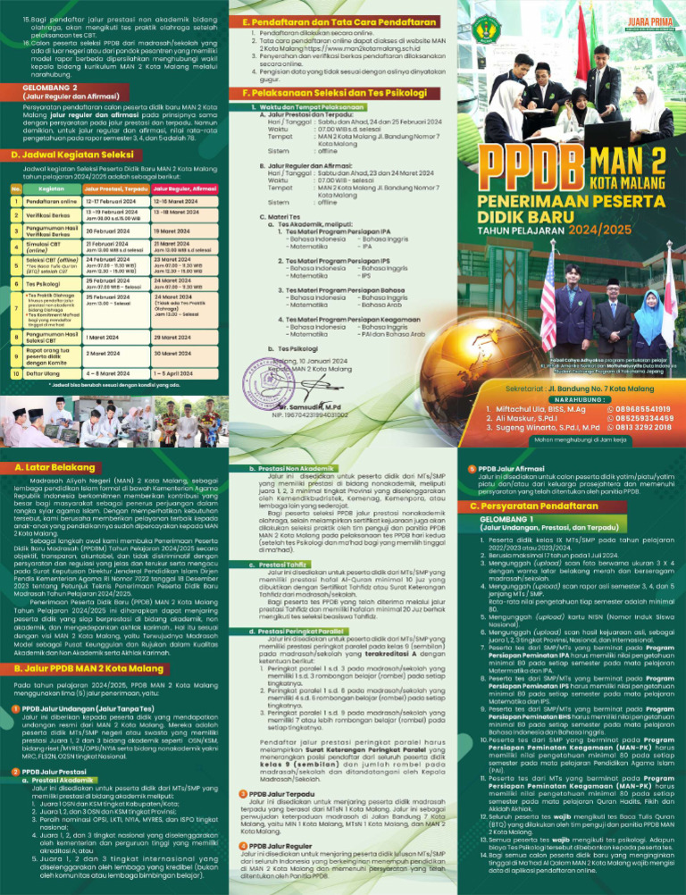PDF Brosur PPDB Man 2 Kota Malang 2024 | PDF