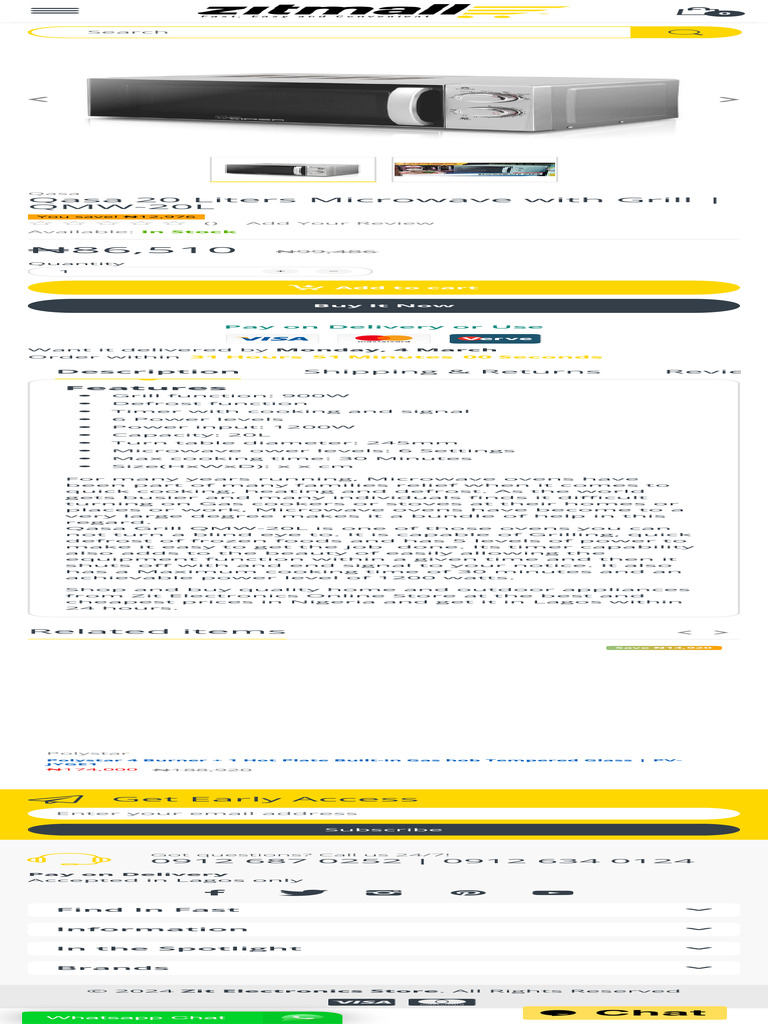 Qasa 20 Liters Microwave With Grill QMW-20L - Zit Electronics Store | PDF | Oven | Kitchen Stove