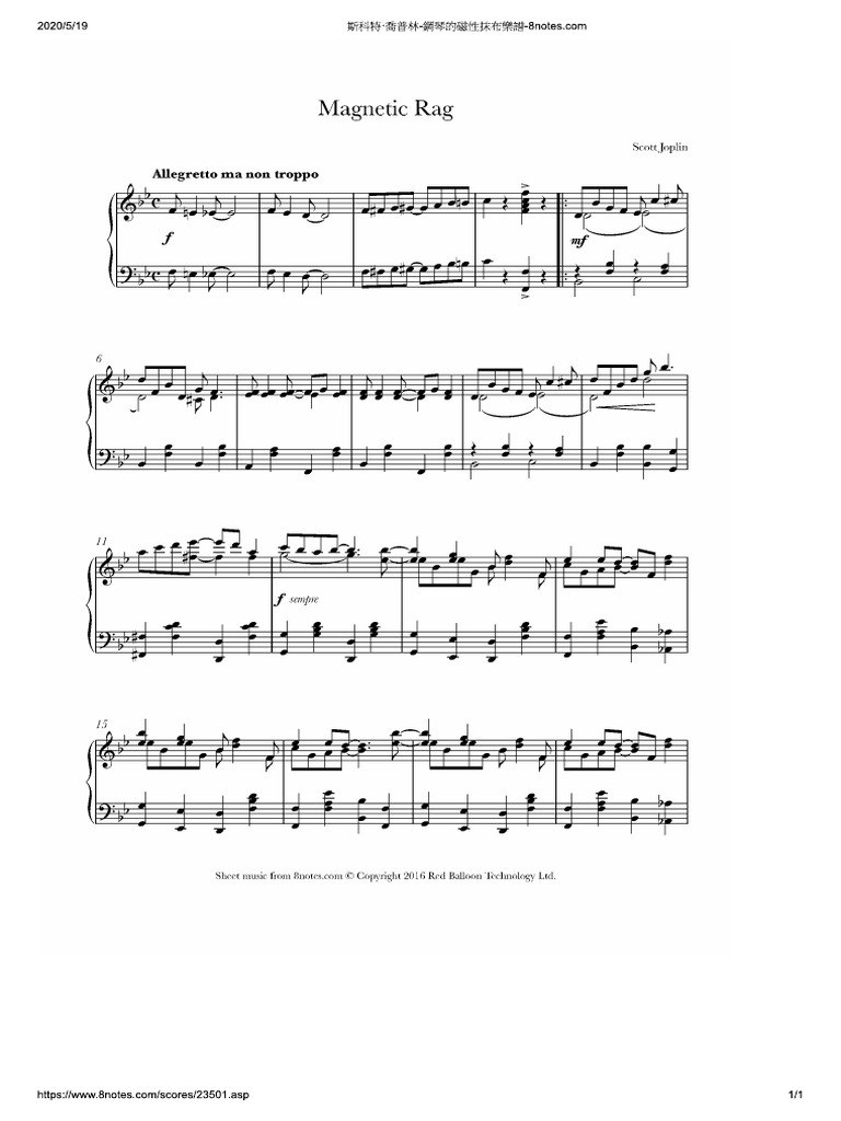 Scott Joplin Magnetic Rag | PDF