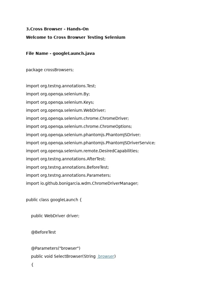 Cross Browser Testing Selenium Handson | PDF Cross Browser Testing Selenium Handson | PDF