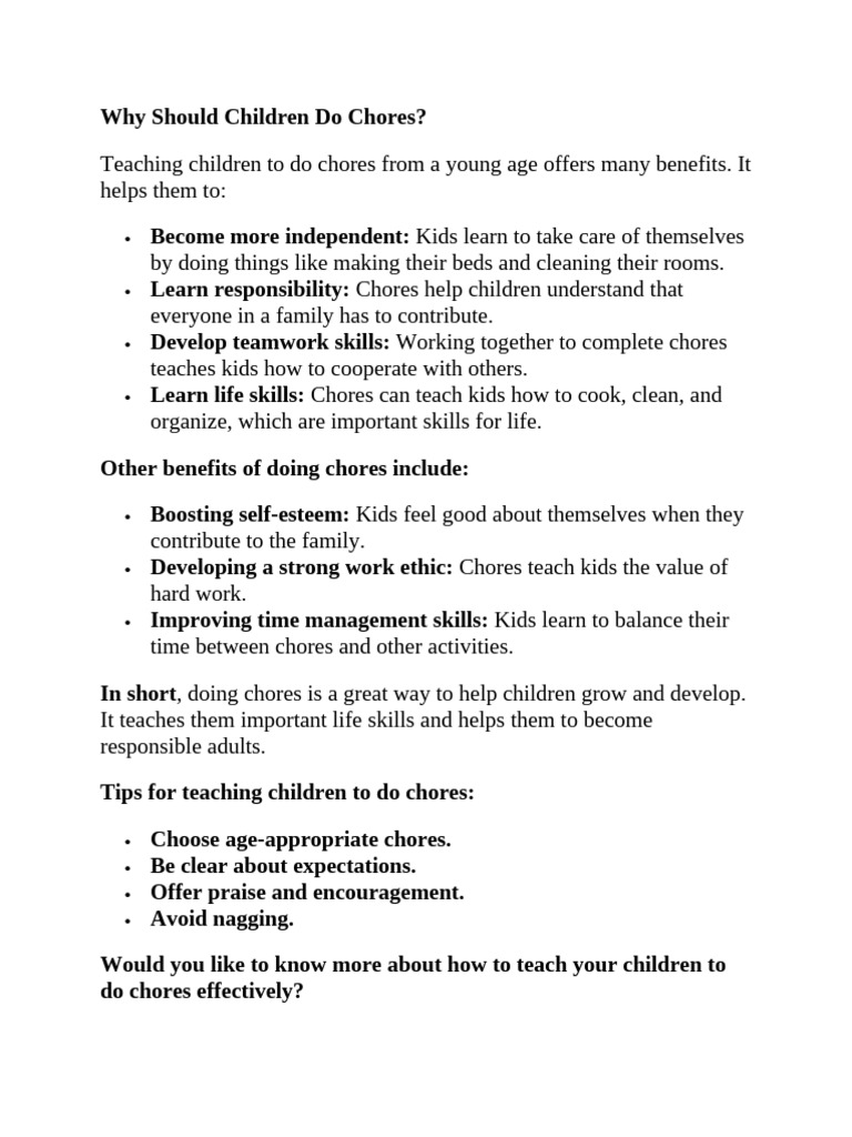 Why Should Children Do Chores | PDF