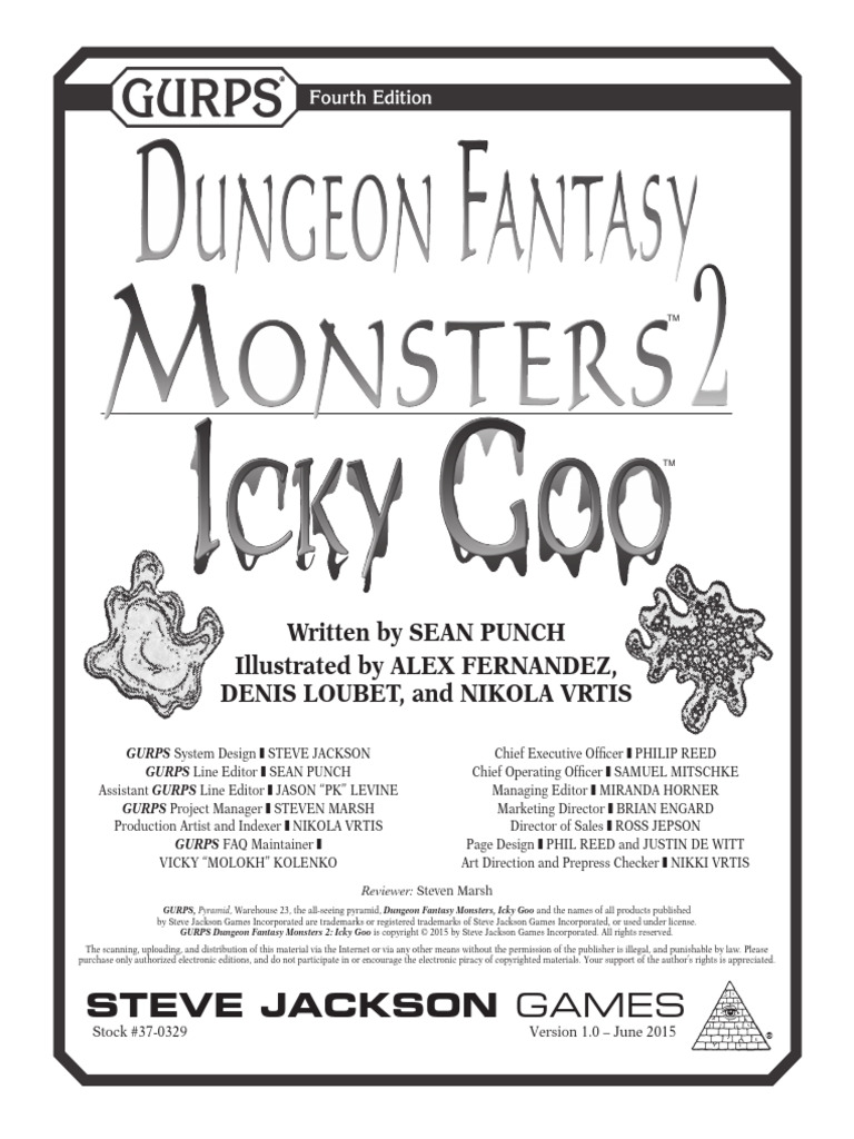 GURPS 4th - Dungeon Fantasy - Monsters 2 - Icky Goo | PDF