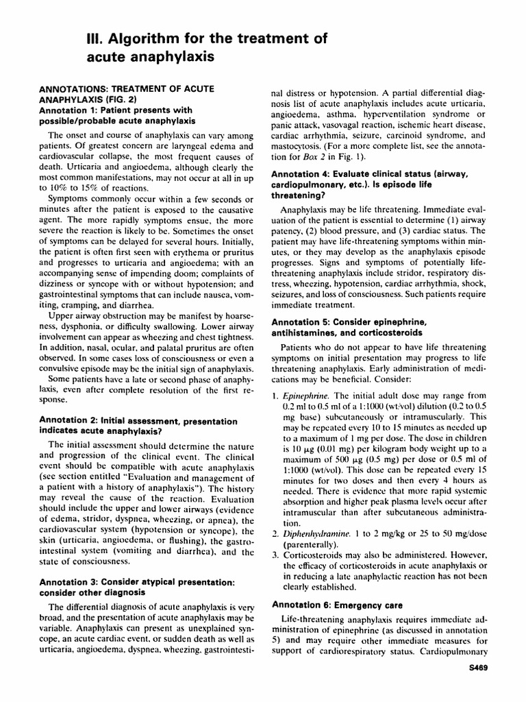 Algorithm For The Treatment of Acute Anaphylaxis | PDF Algorithm For The Treatment of Acute Anaphylaxis | PDF