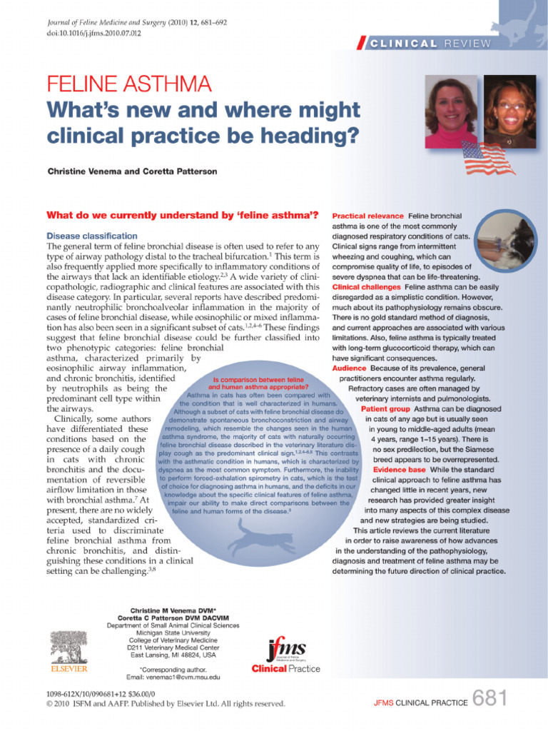 Venema Et Al 2010 Feline Asthma What S New and Where Might Clinical ...