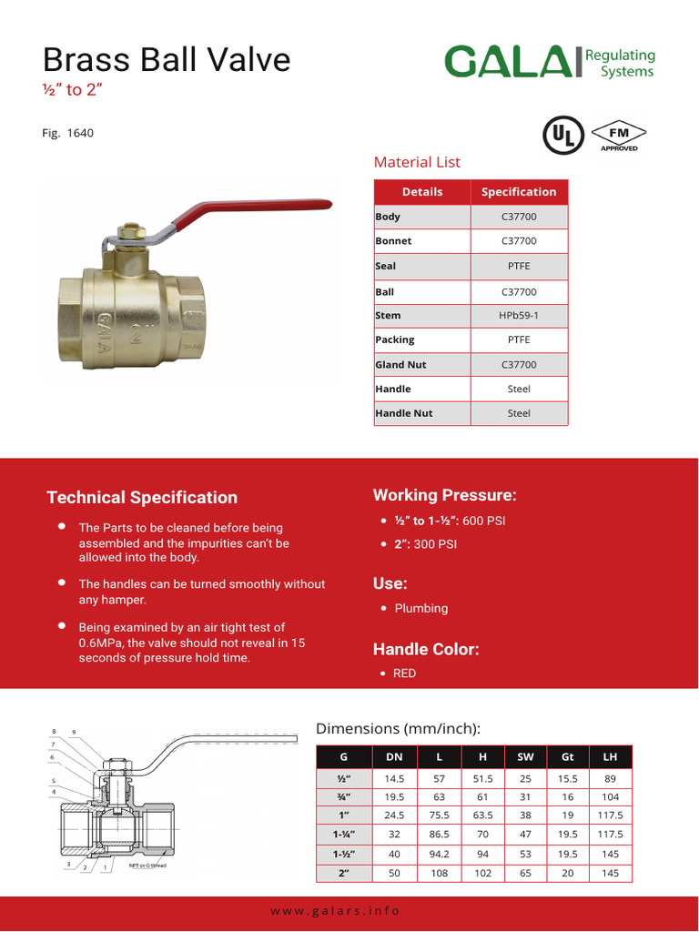 Gala Ball Valve Certificates Pdf