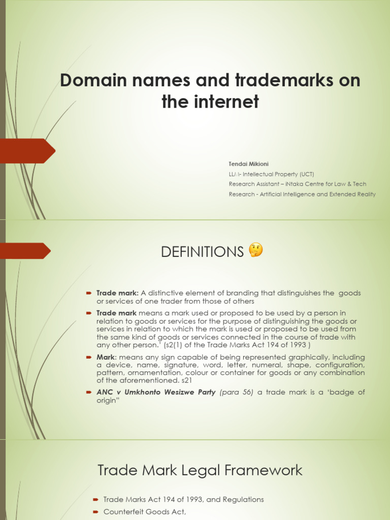 Tendai Mikioni - Trademarks Cyber Law PDF | PDF