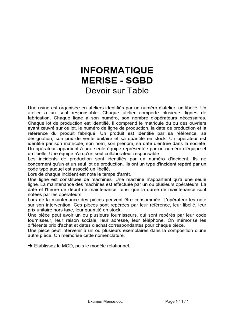 Examen Merise | PDF