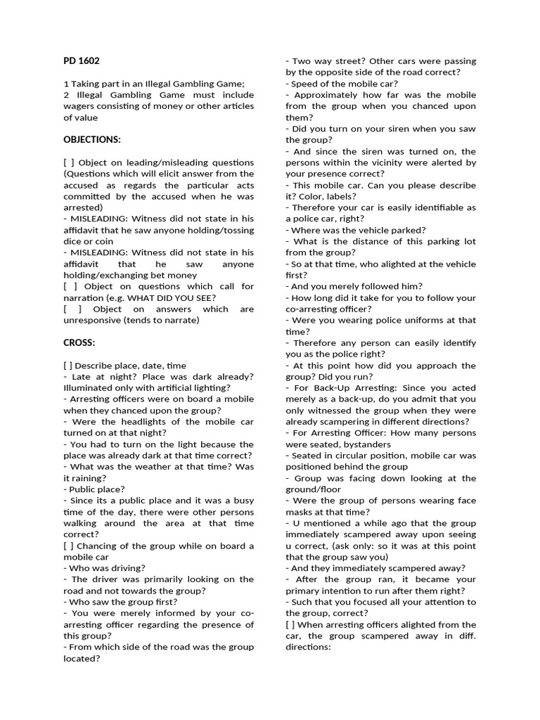 PD 1602-Cross Examination | PDF