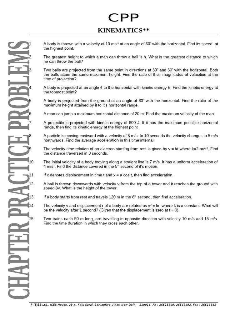 KINEMATICS II CPP 89 KKH | PDF