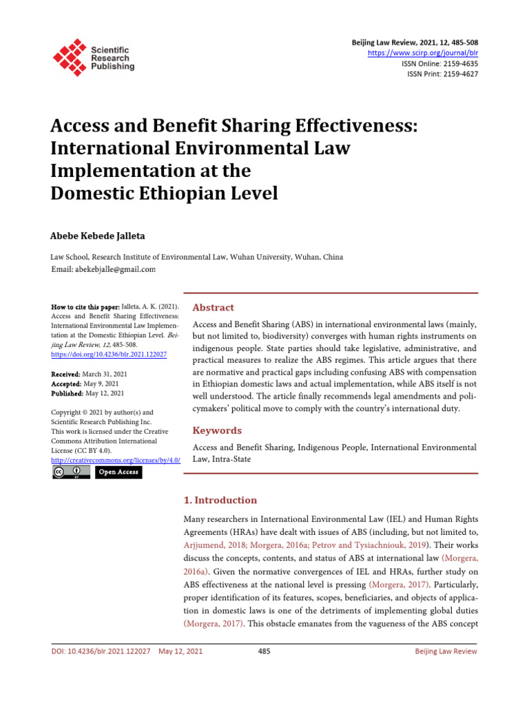 Access and Benefit Sharing Effectiveness AKJ | PDF