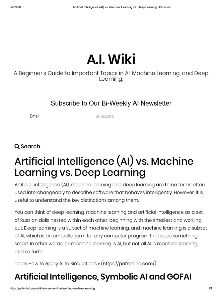 Artificial Intelligence (AI) vs. Machine Learning vs. Deep Learning ... Artificial Intelligence (AI) vs. Machine Learning vs. Deep Learning ...
