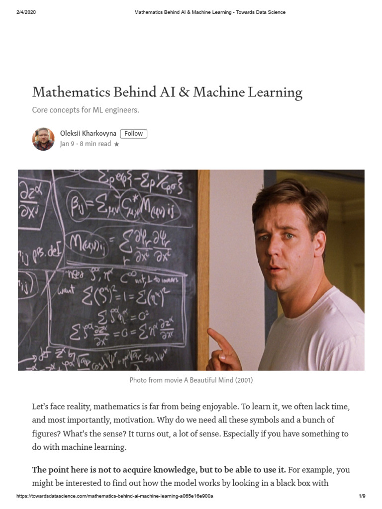 Mathematics Behind AI & Machine Learning - Towards Data Science | PDF
