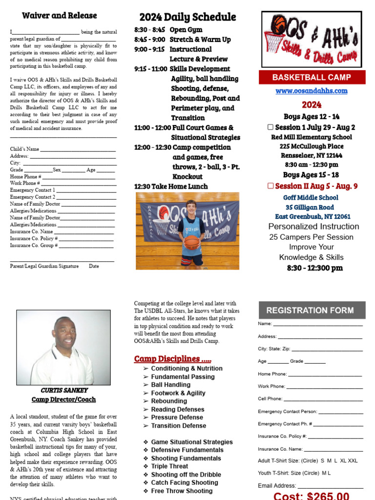 OOS AHhs Skills and Drills Basketball Camp 2024 | PDF
