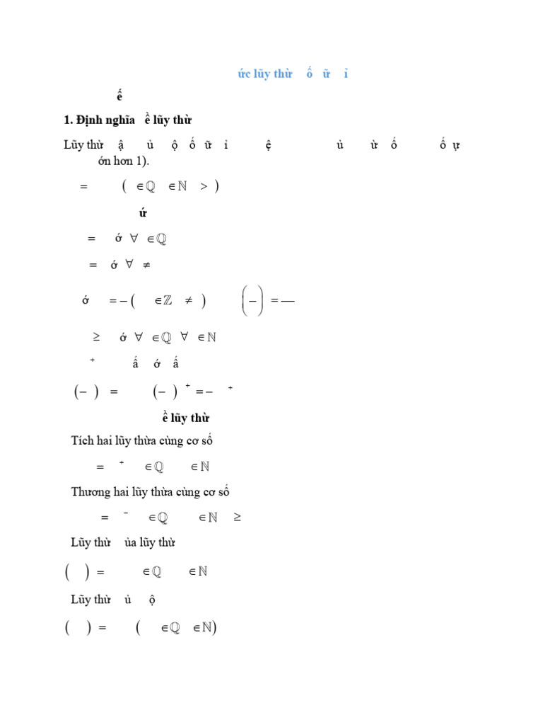 Cong Thuc Luy Thua Cua So Huu Ti Hay Nhat Toan Lop 7 | PDF