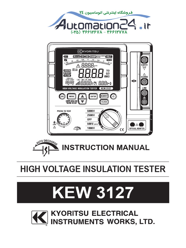 Kyoritsu High Voltage Insulation Tester Kew 3127 User Manual | PDF