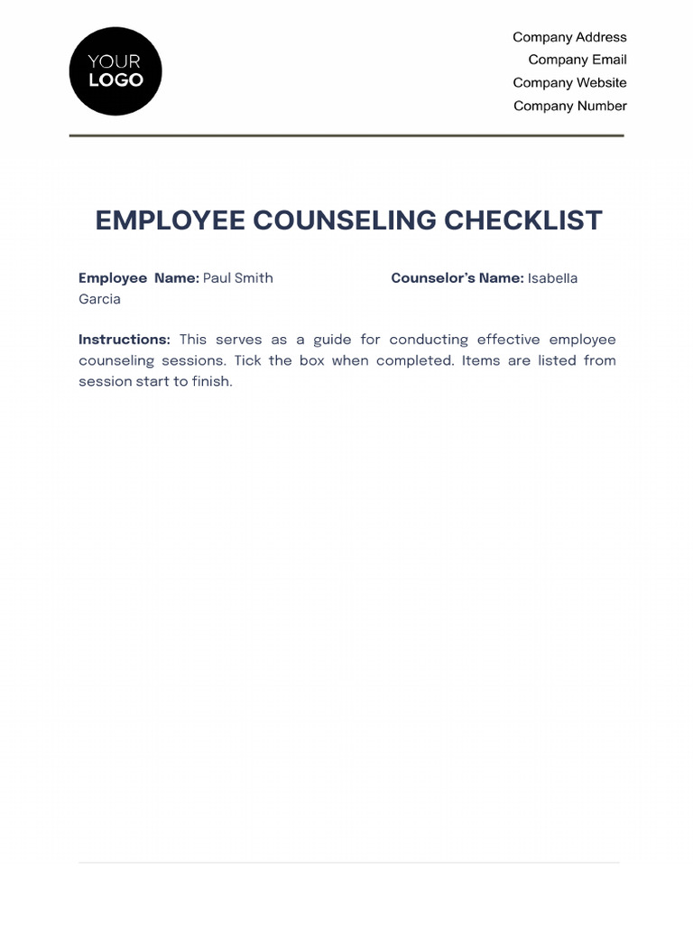 Employee Counseling Checklist | PDF