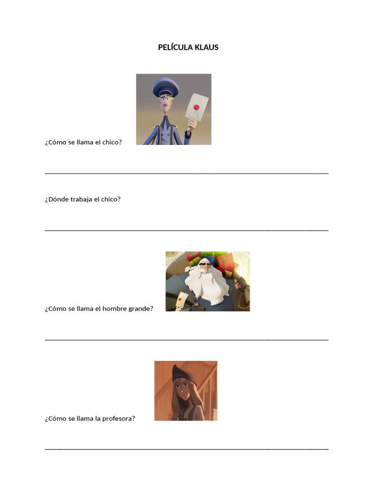 Personajes y Vocabulario de "Klaus" | PDF
