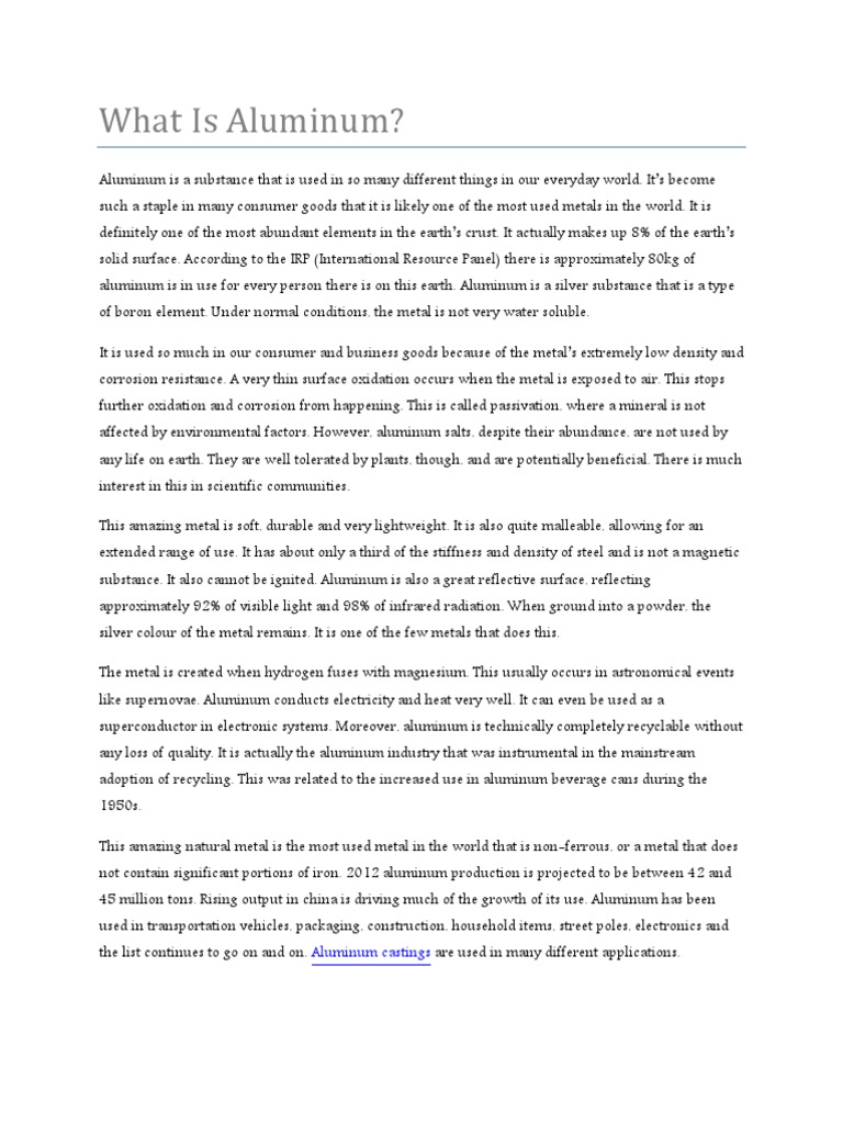 What Is Aluminum | PDF | Aluminium | Metals