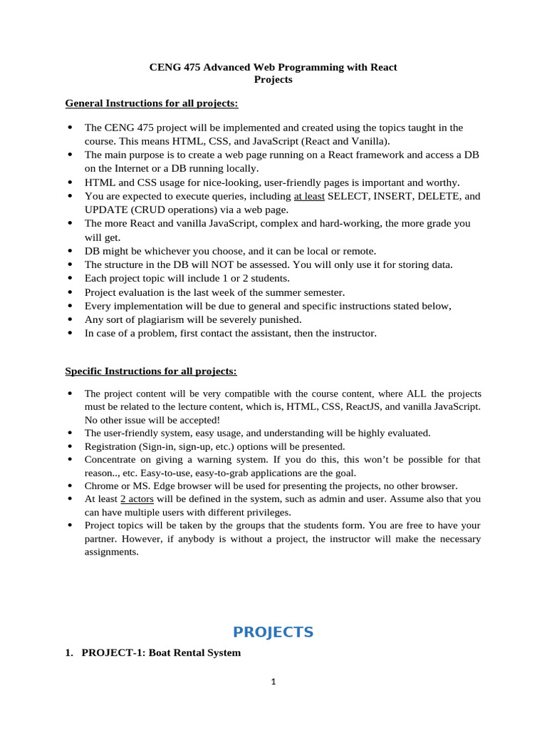 CENG 475 Projects Summer | PDF