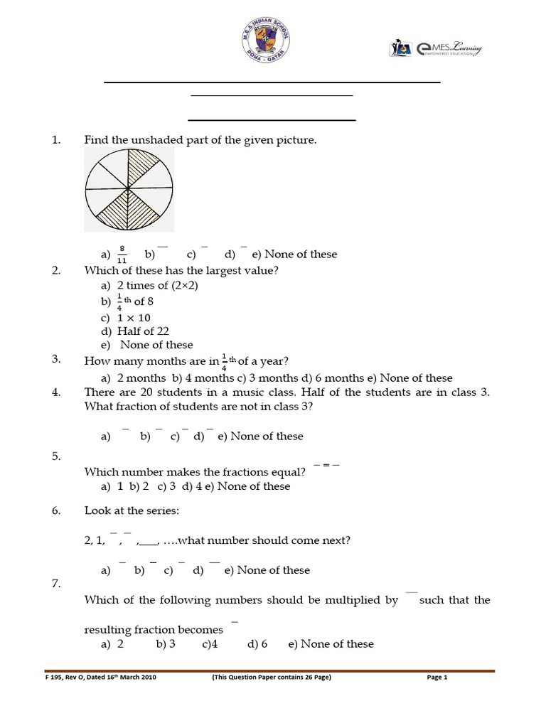Maths Olympaid-Question Bank Class 5 | PDF