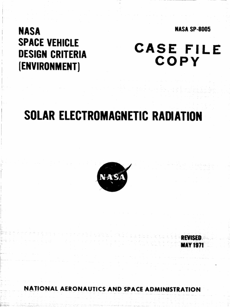 NASA SP 8005 Solar Electromagnetic Radiation - Space Vehicle Design Criteria & Environment | PDF