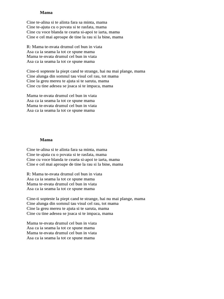 cantece mama | PDF