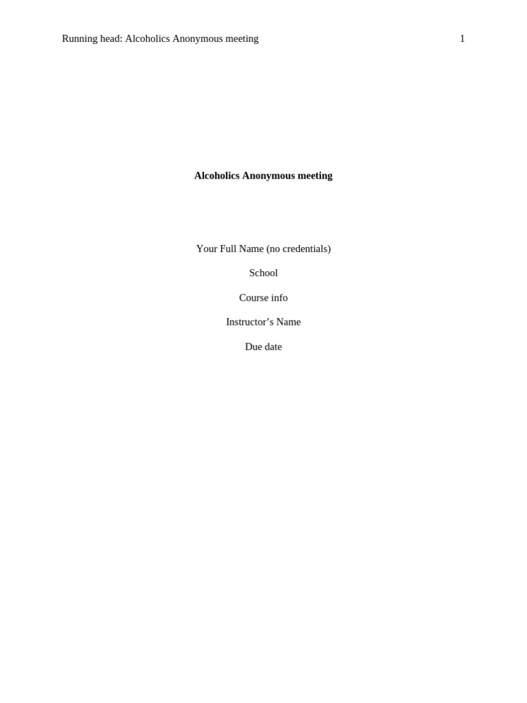 Alcoholics Anonymous Meeting | PDF