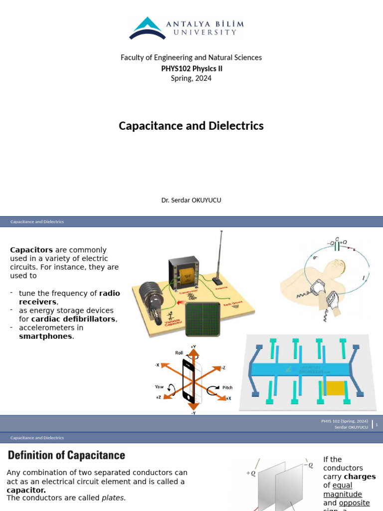 PHYS 102 Lecture Slides - Capacitance and Dielectrics 2 | PDF