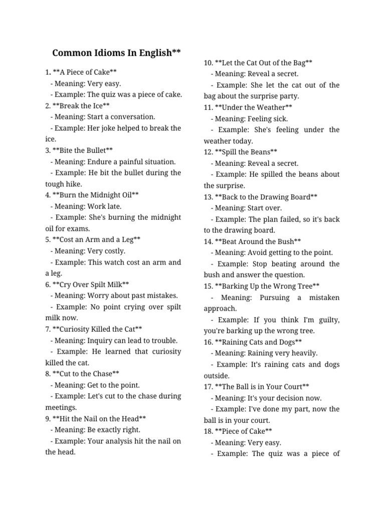 Common Idioms I-WPS Office | PDF
