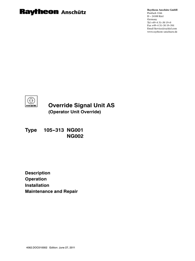 4062 - 01 - 00 - 02 - Override Signal Unit AS, Type 105-313 NG001 ...