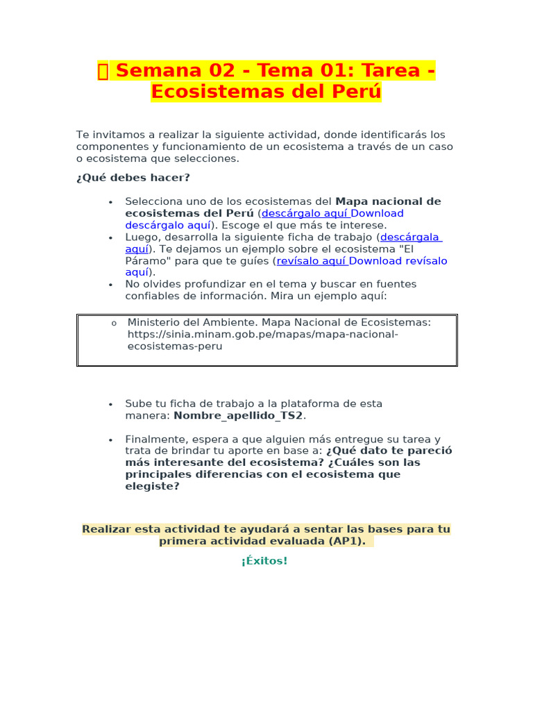 ? Semana 02 - Tema 01 Tarea - Ecosistemas Del Perú - 2024 | PDF ? Semana 02 - Tema 01 Tarea - Ecosistemas Del Perú - 2024 | PDF