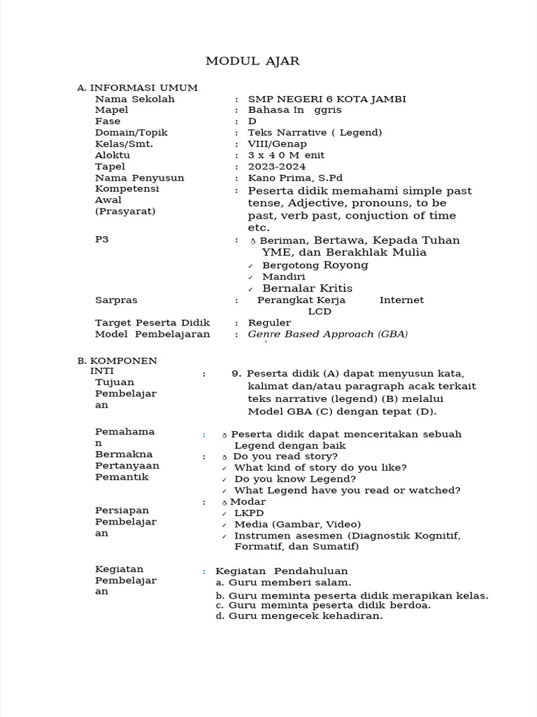 MODUL AJAR Kano Prima | PDF | Karier & Perkembangan