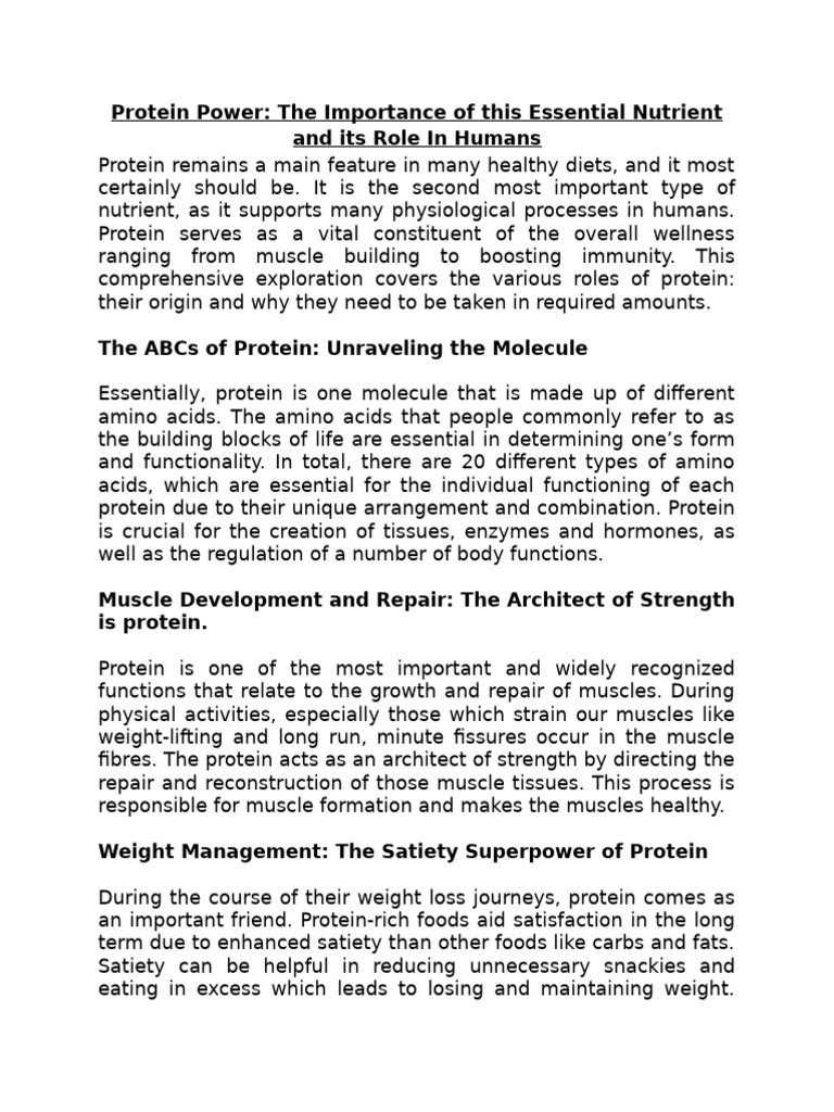 Protein Power: The Importance of This Essential Nutrient and Its Role ...