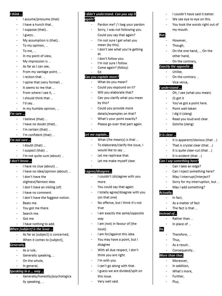 Useful Expressions For Speaking | PDF