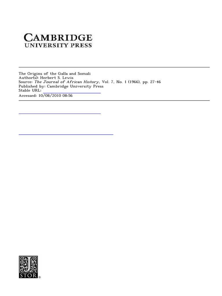The Origins of The Galla and Somali | PDF