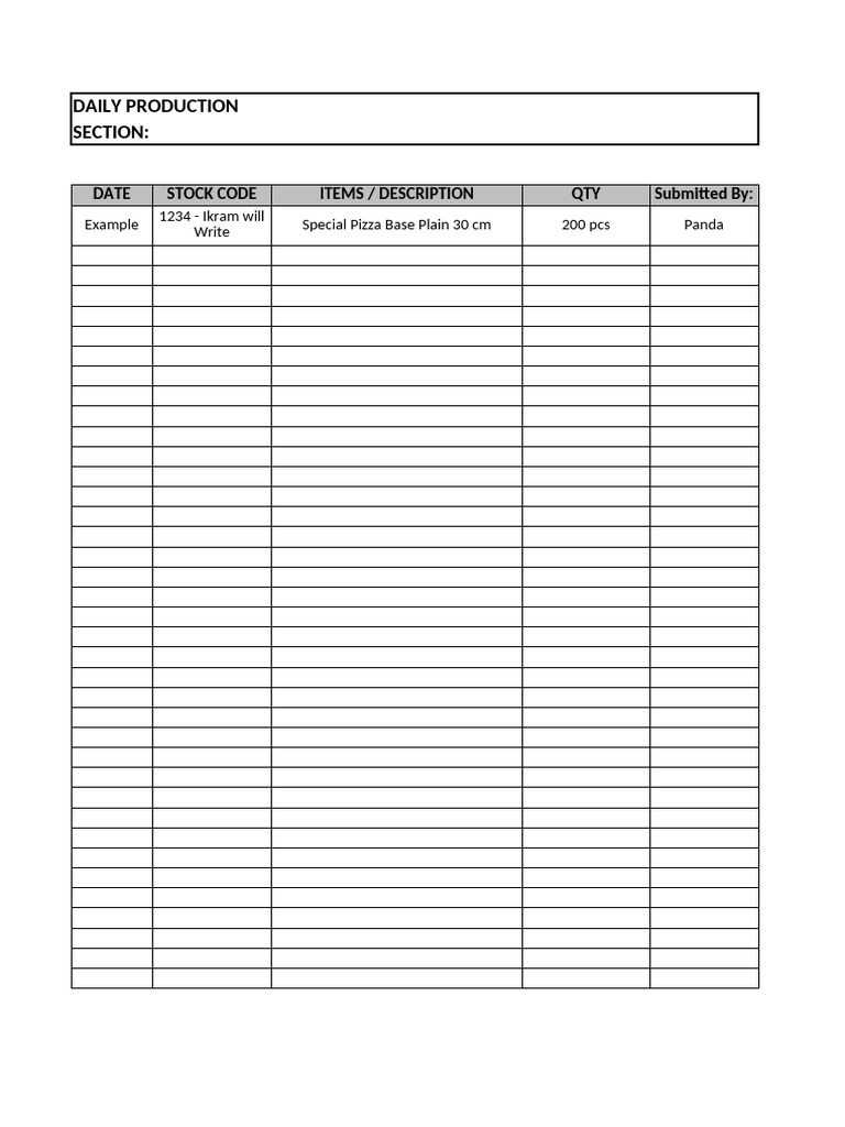 Daily Production Sheet | PDF