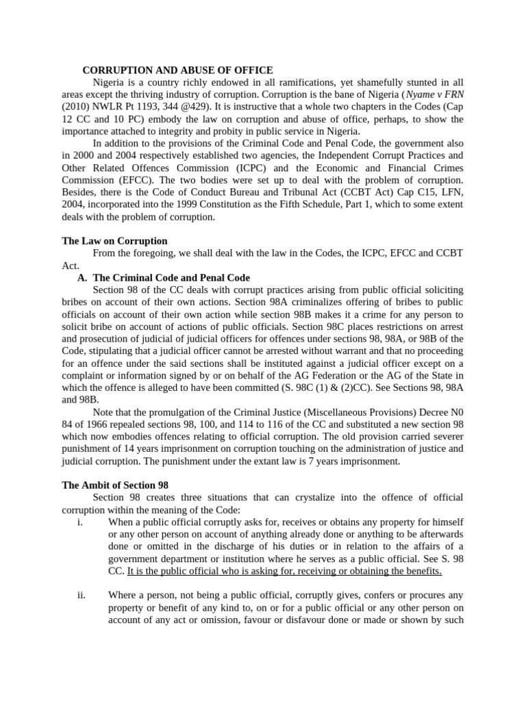 Official Corruption and Abuse of Office | PDF | Arrest | Bail