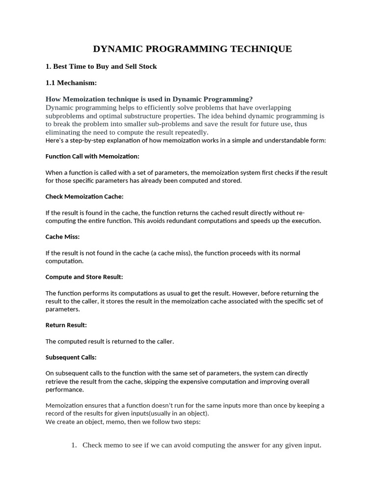 DYNAMIC PROGRAMMING TECHNIQUE | PDF DYNAMIC PROGRAMMING TECHNIQUE | PDF