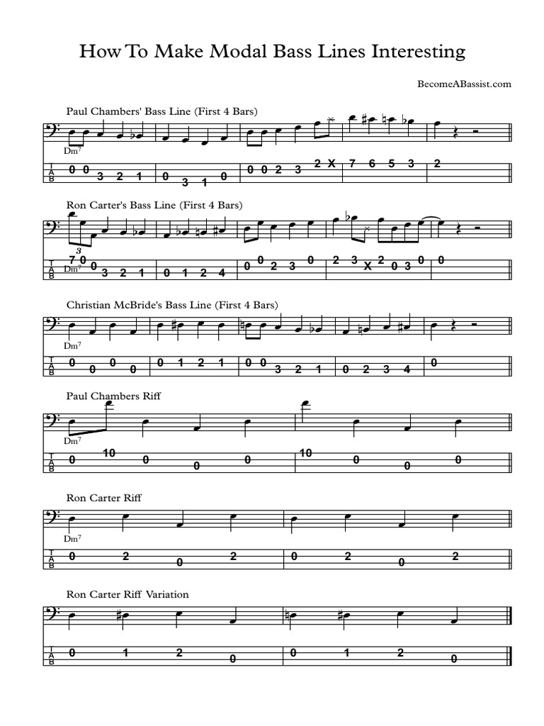 Walking-Bass-Lines-D-Dorian-Modal-Songs | PDF