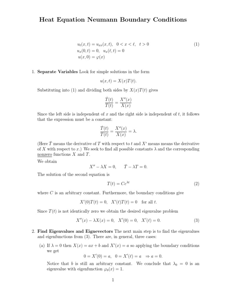 Heat Equation Neumann Boundary Conditions Pdf Eigenvalues And Eigenvectors Trigonometric