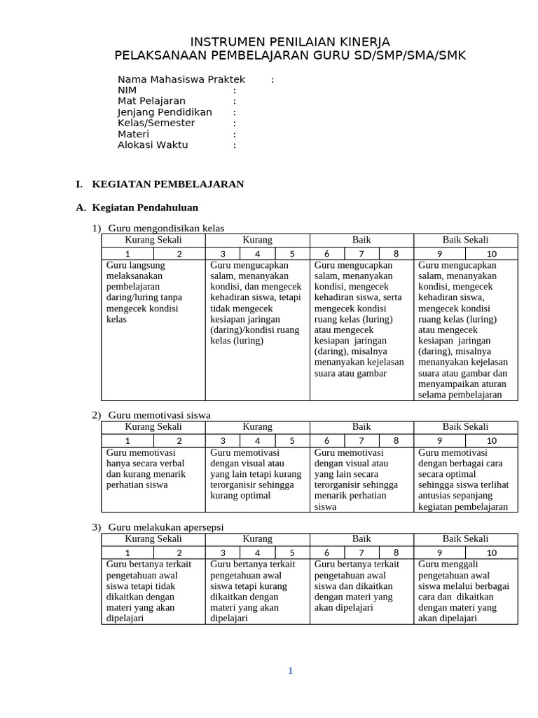 Instrumen PP Guru | PDF
